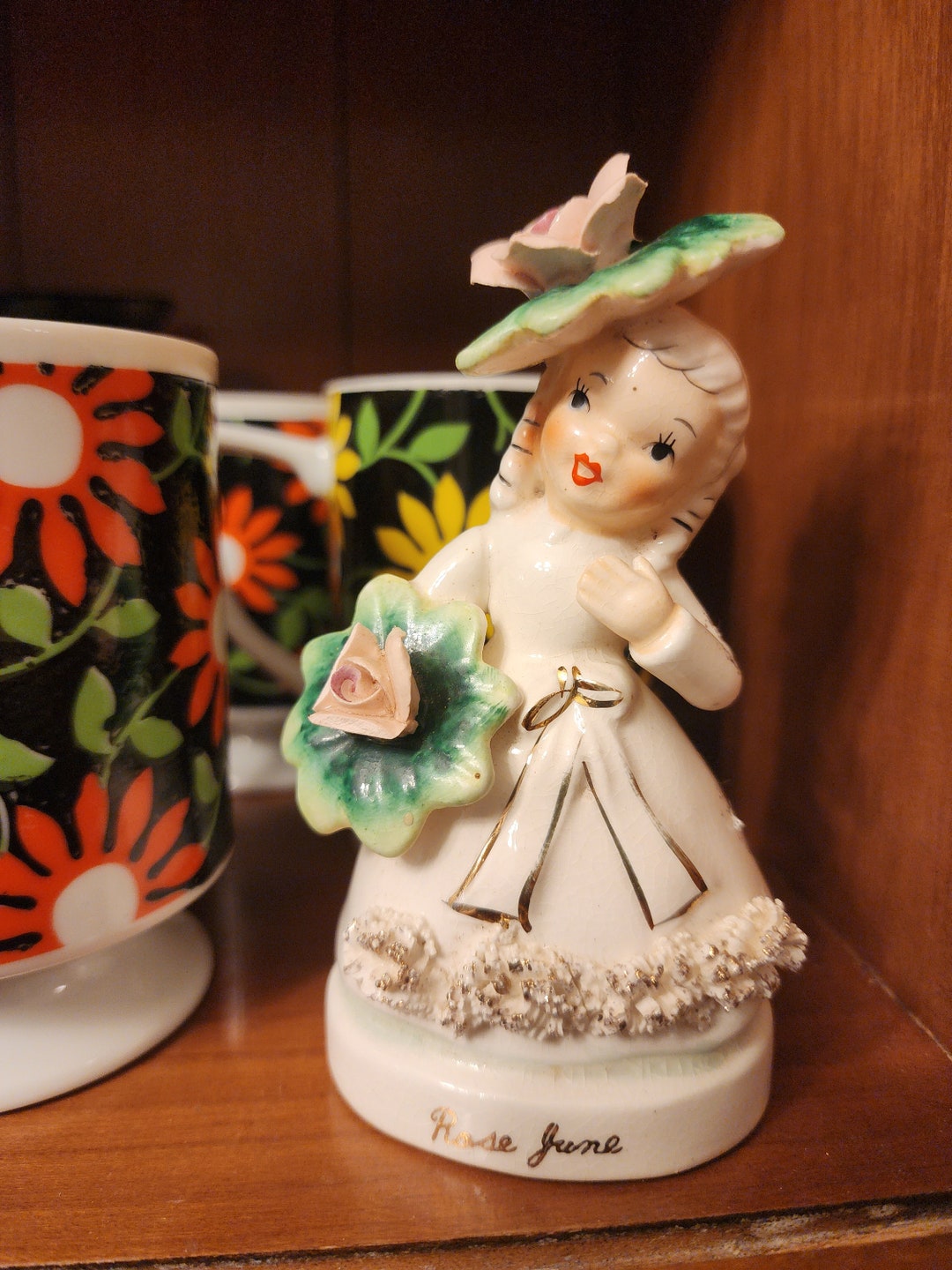 Lefton Rose June Girl Lefton Floral Girl Figurine Lefton Month Figurine ...