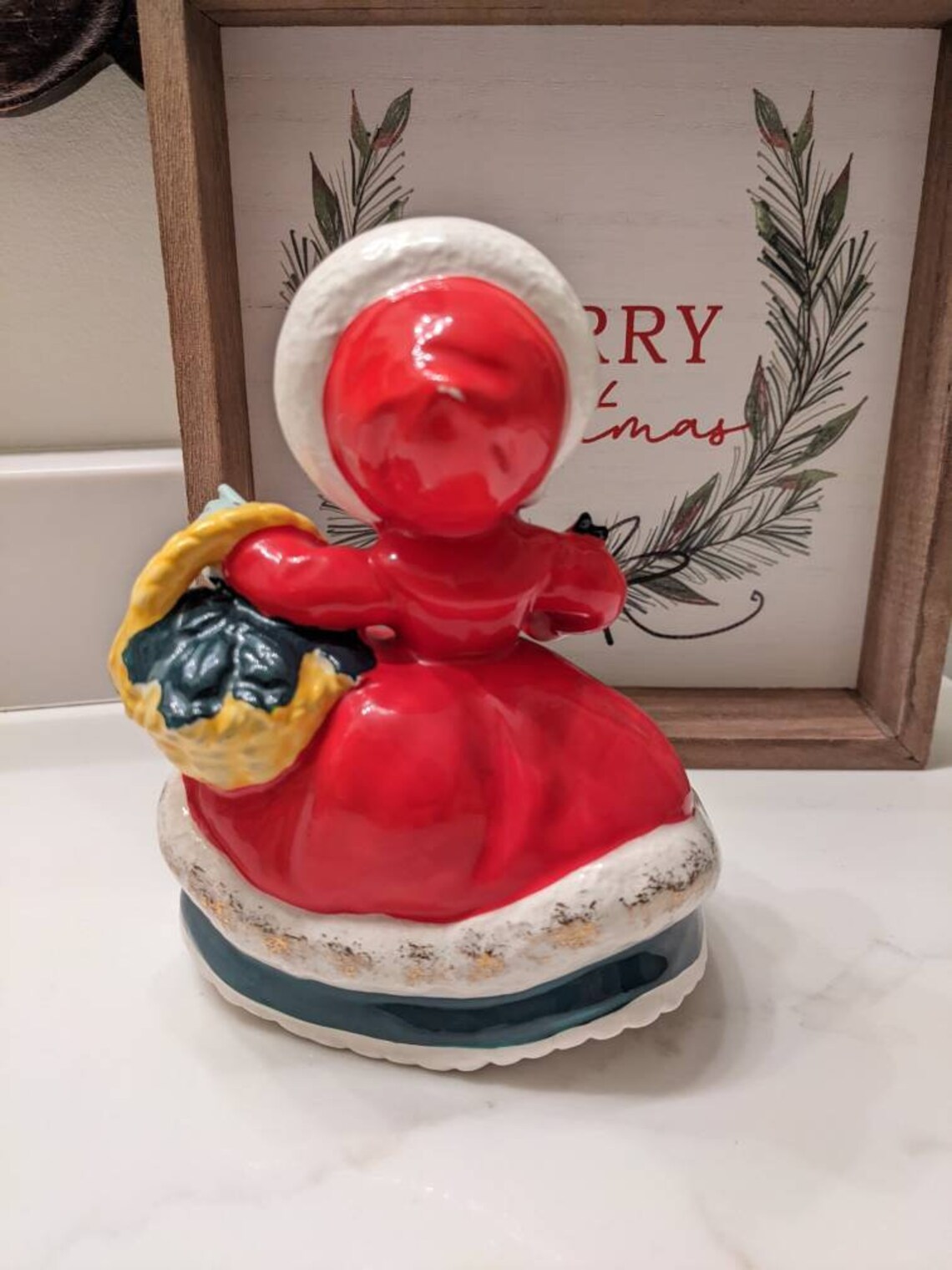 Norcrest Shopper Girl Norcrest Christmas Figurine Christmas Girl in Red ...