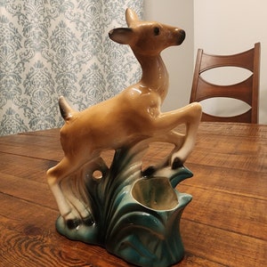 Vintage Mid Century Modern Doe Deer Ceramic Pottery Planter Figurine ...