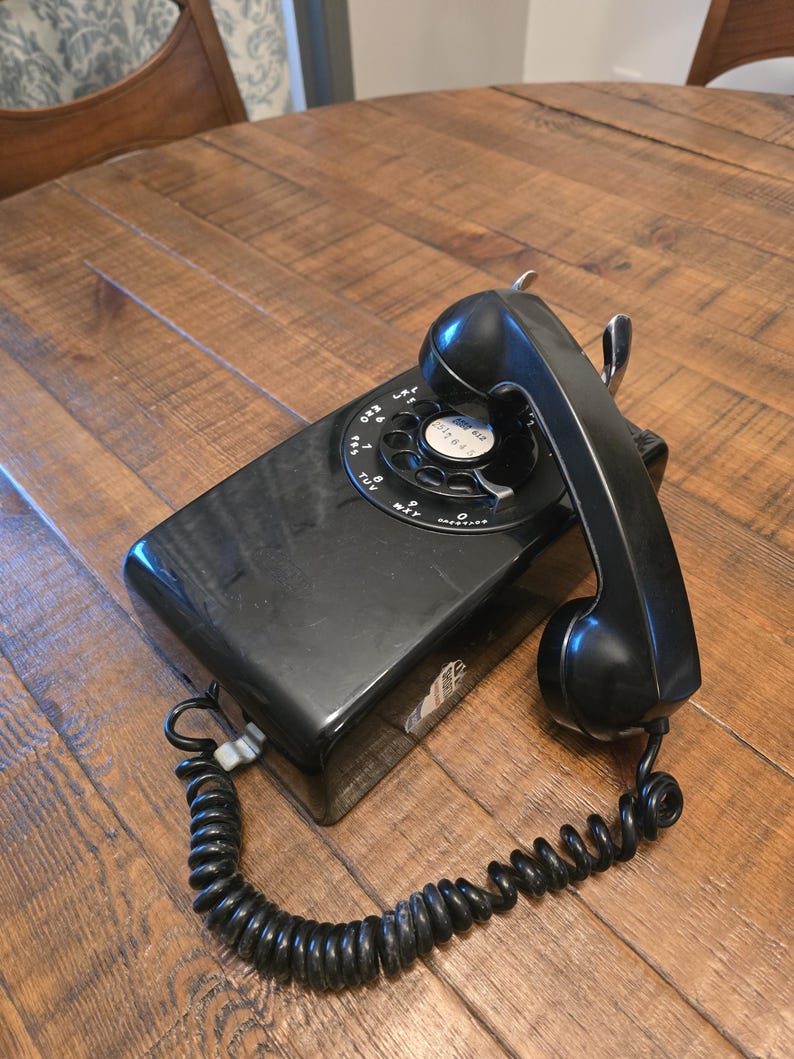 Bell Systems Rotary Wall Phone Black Rotary Telephone Retro Wall Phone ...