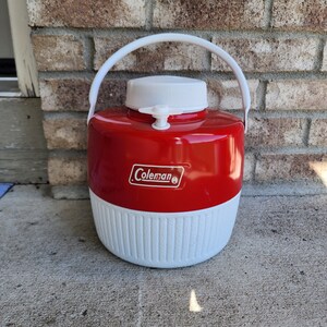 Coleman Red Water Jug Water Cooler Picnic Vintage Camping Retro Camping ...