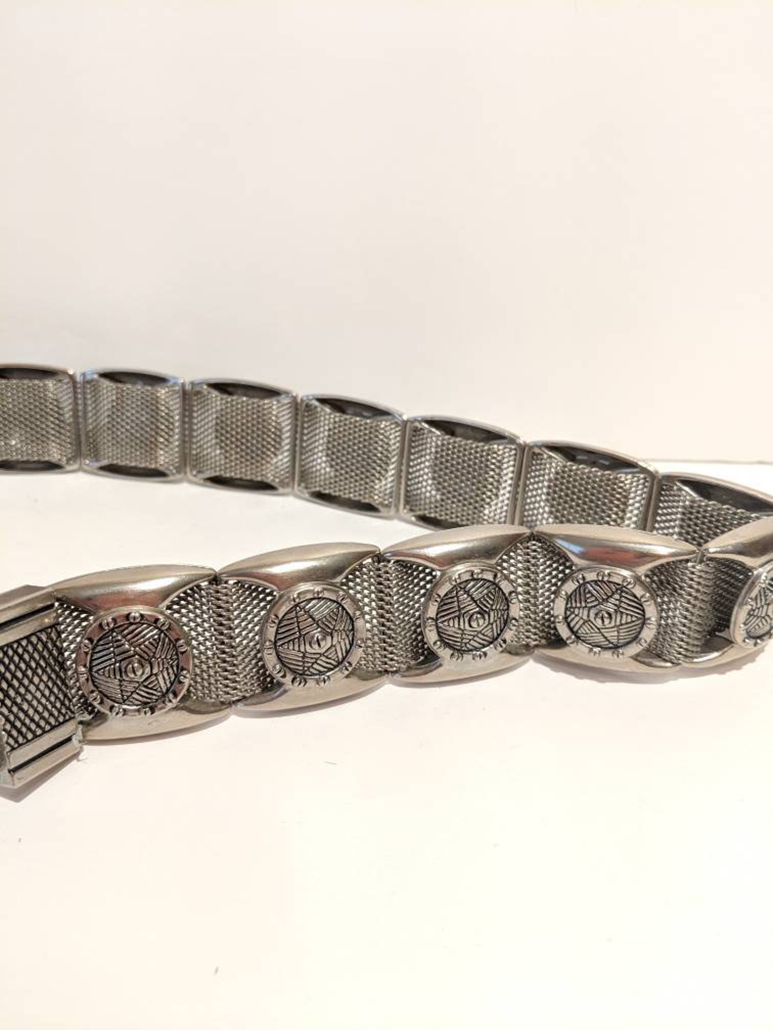 Metal Mesh Belt Silver Star Belt Mid-century Modern | Etsy