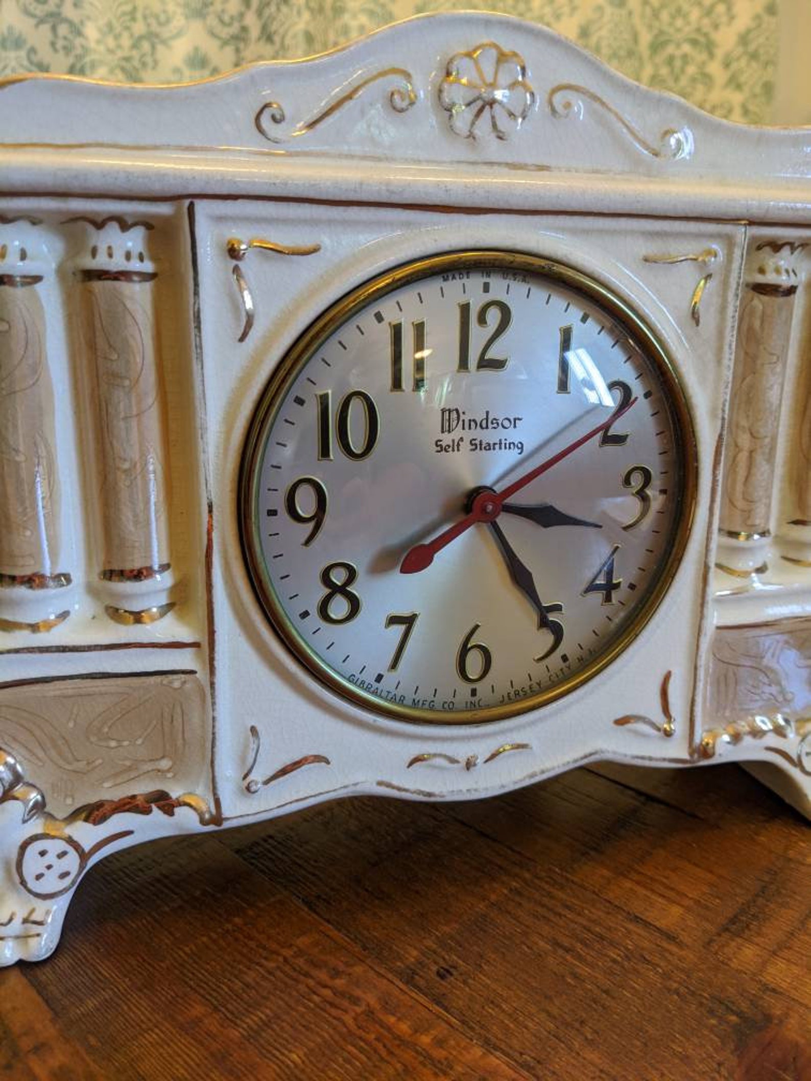 Windsor Self Starting Ceramic Clock Floral Clock Plug in Clock | Etsy
