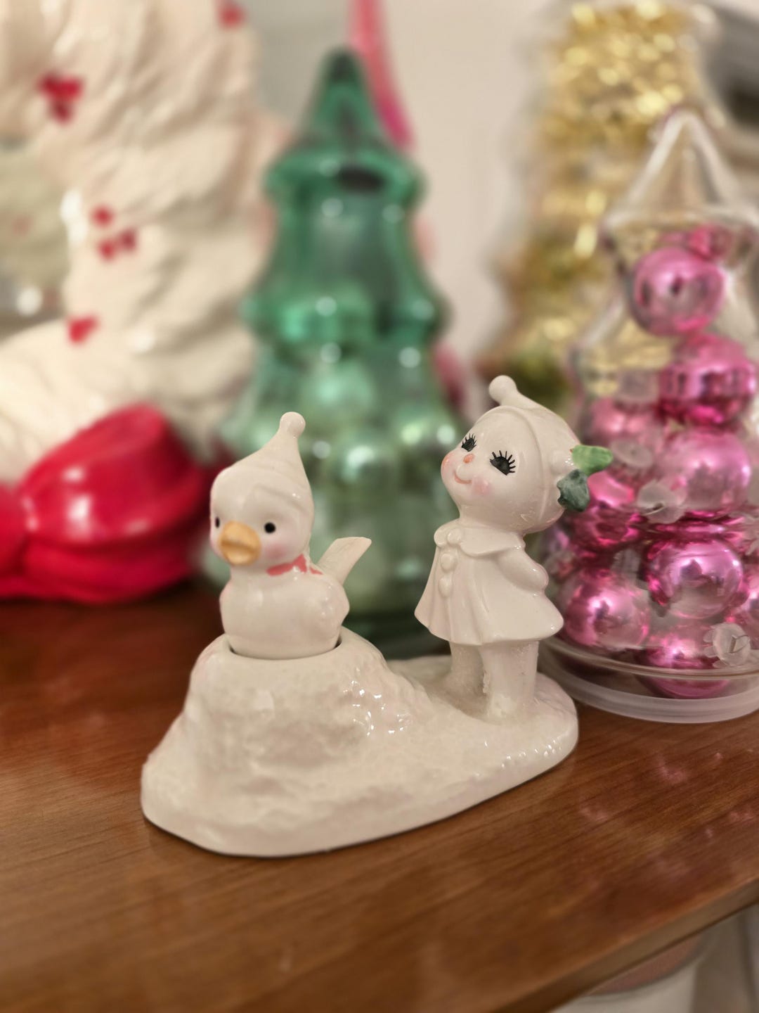 Snowbaby With Bird Figurine Ceramic Snowbaby Statue Christmas Novelty ...