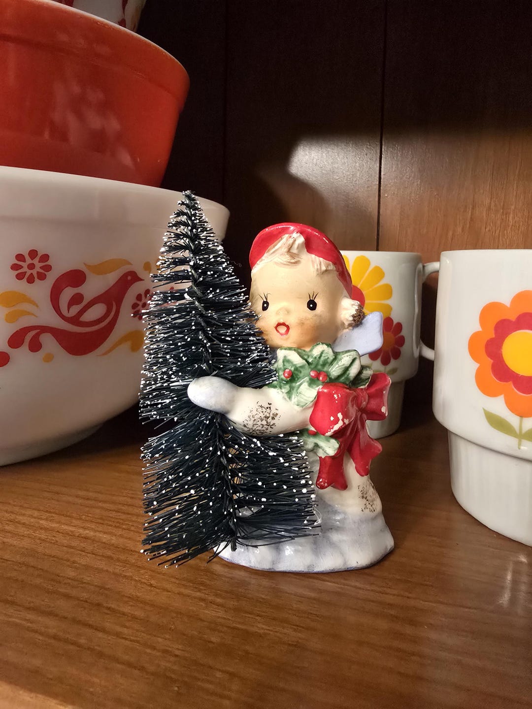 Lefton Christmas Boy Shaker With Brush Tree Leftom Figurines ...