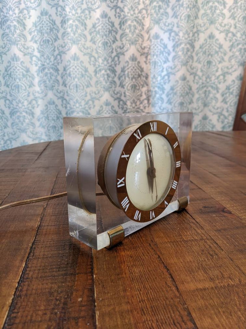 Vintage Telechron Lucite Clock With Alarm Electric Plug in Lucite Clock ...