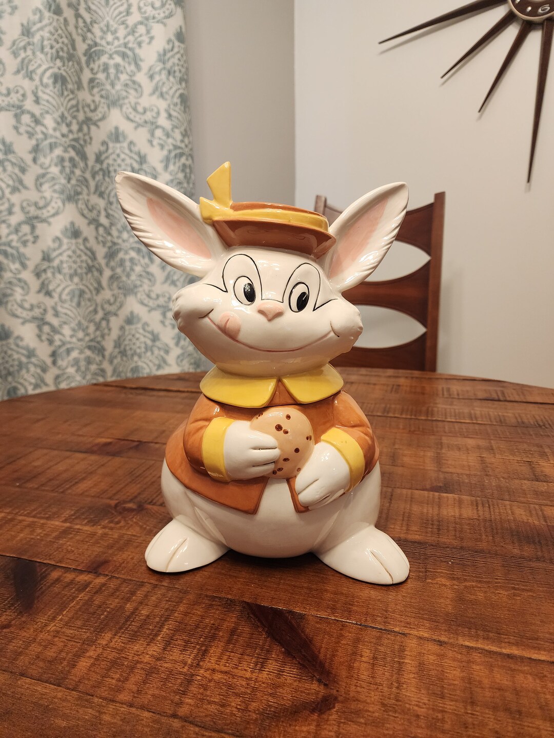 Ceramic Bunny Cookie Jar Anthropomorphic Bunny Canister Kitschy Cookie ...