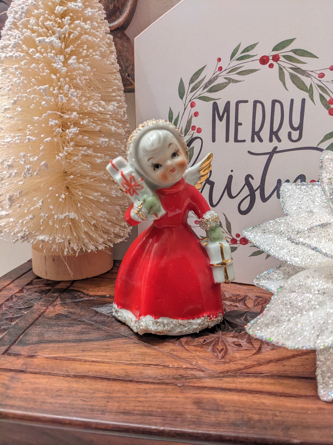 Napco Christmas Angel Figurine Angel Bell Napco Bell Spaghetti Girl ...