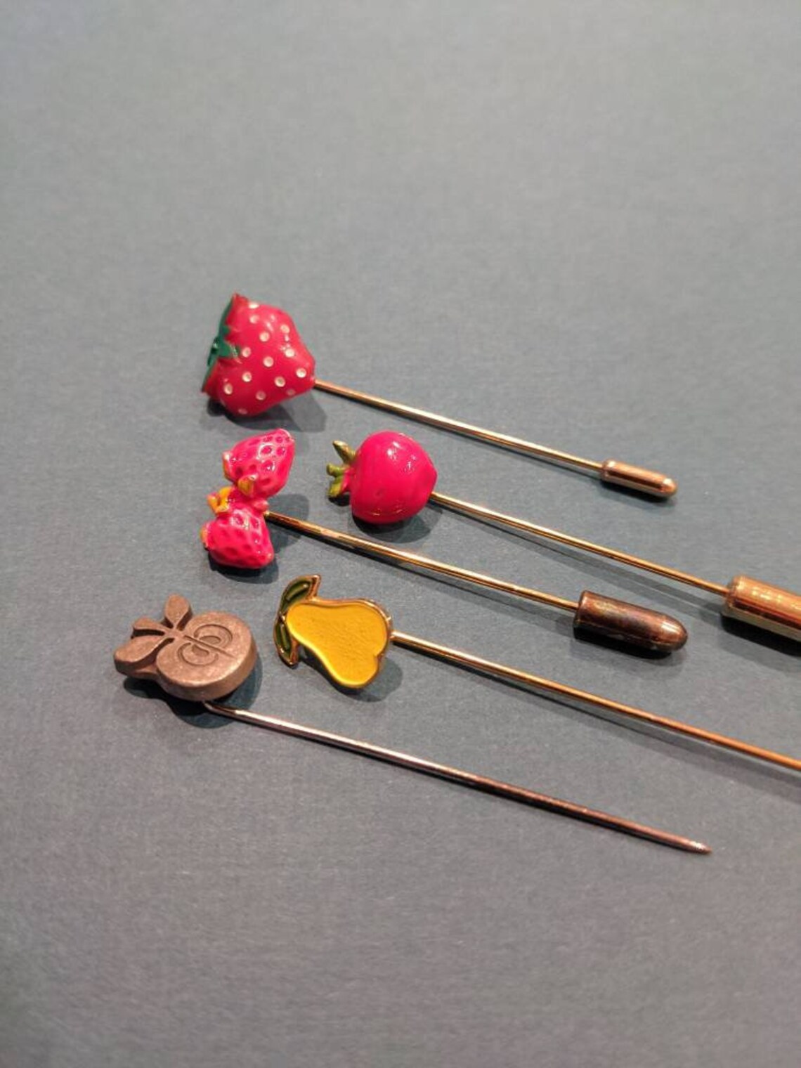 Fruit Stick Pins Fruit Jewelry Apple Pin Strawberry Pin Pear | Etsy