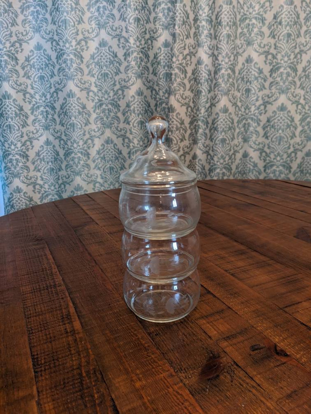Etched Glass Storage Container Bathroom Storage Candy Dish Storage ...