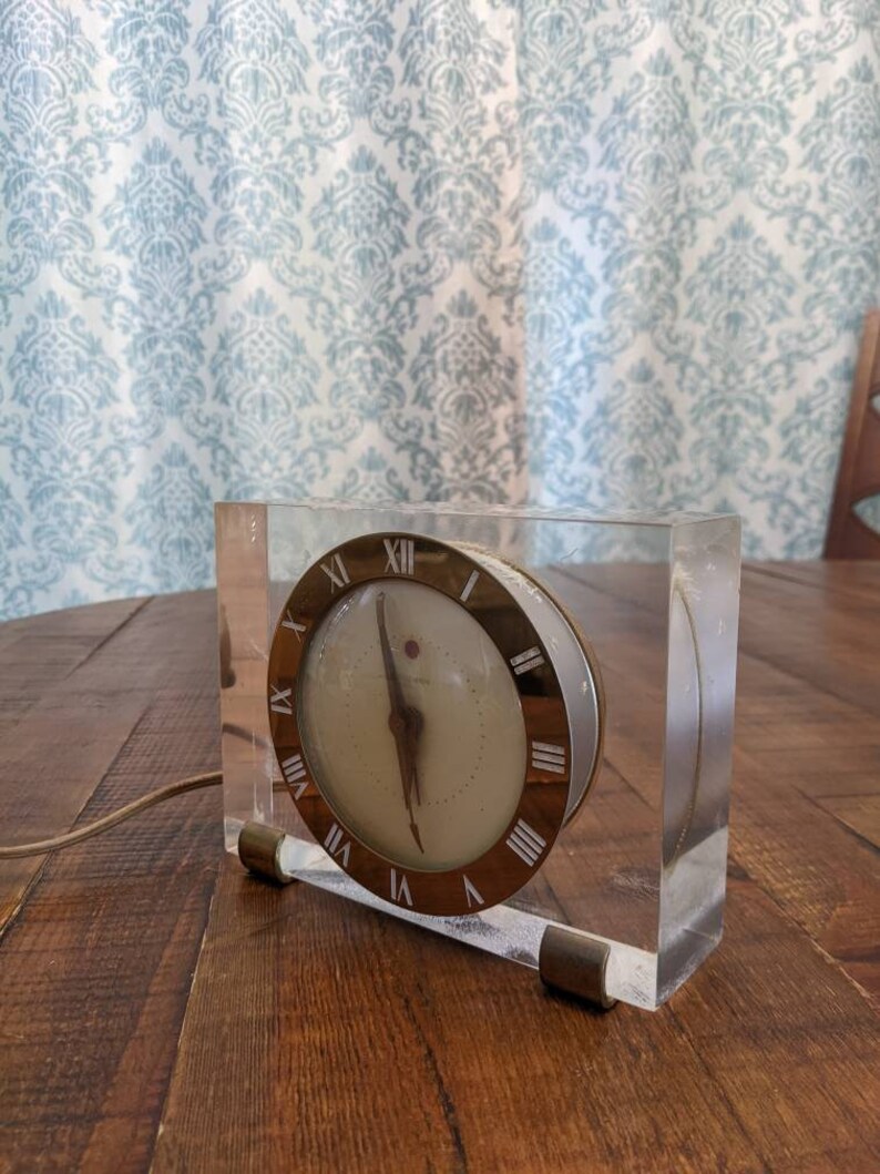 Vintage Telechron Lucite Clock With Alarm Electric Plug in Lucite Clock ...