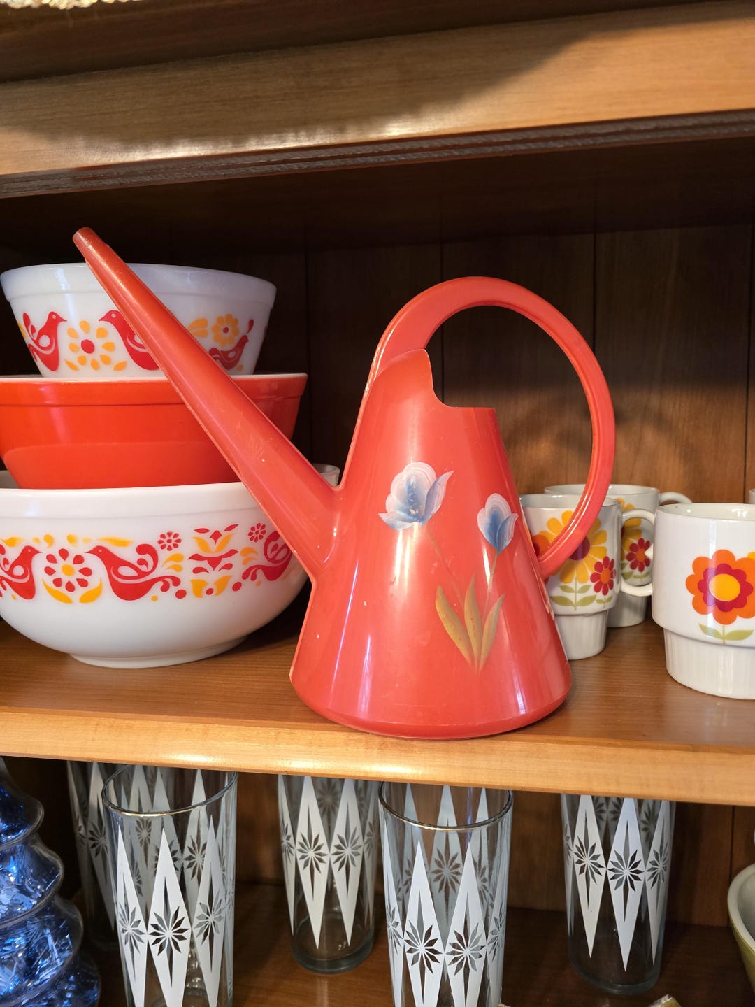 Floral Plastic Watering Can Spring Decor Garden Tools Flower Watering ...