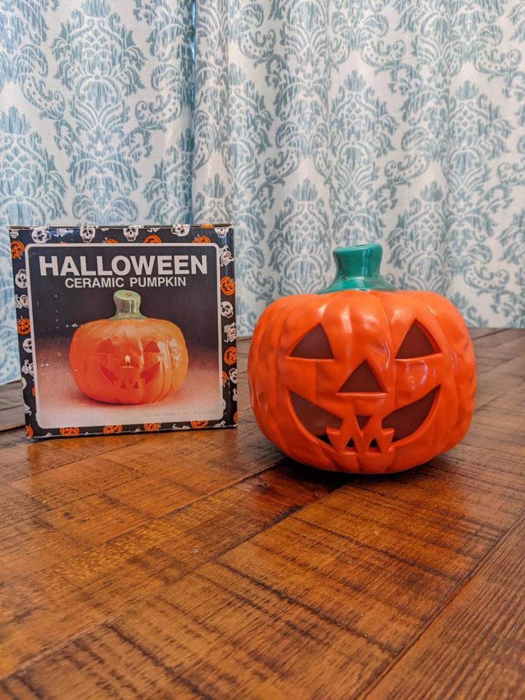 Halloween Ceramic Pumpkin Light up Pumpkin Tea Light Pumpkin With Box ...