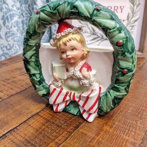 Relpo Christmas Planter Ceramic Christmas Girl in Wreath Christmas ...