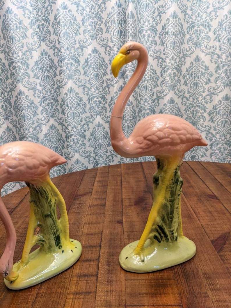 Large Pink Flamingos Ceramic Pink Flamingos Bohemian Home - Etsy