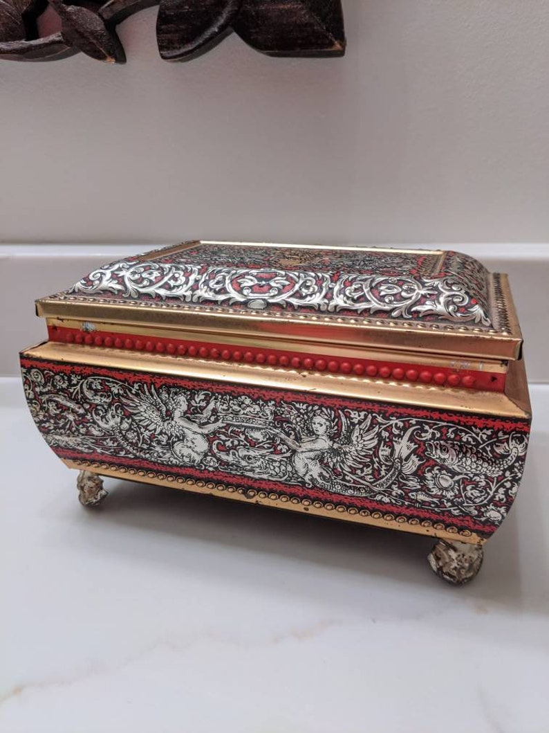 Trinket Tin Lion Decor Castle Style Art Nouveau Box Mermaid - Etsy