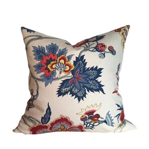 Designer Pillow Cover SAMOAN PLANTATION in Gem Red and Blue Floral ...