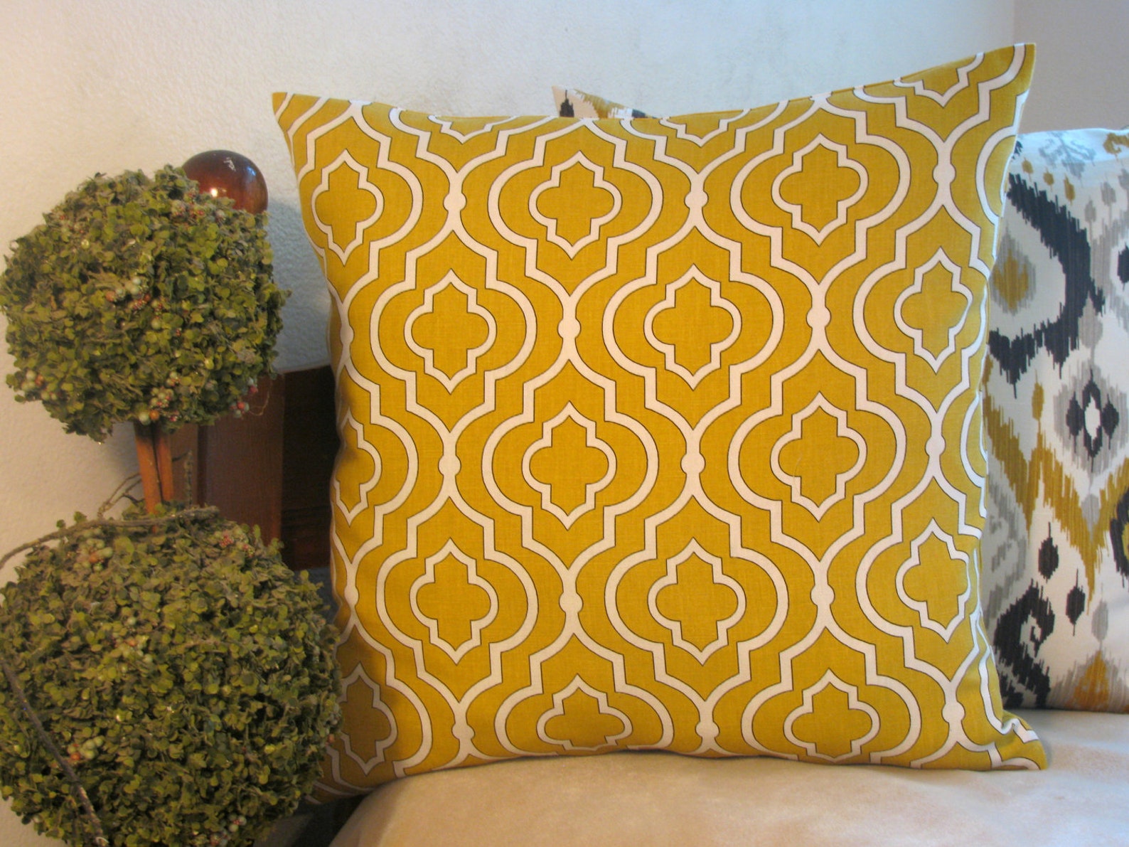 Yellow Pillow Cover Geometric Design, Moroccan Pillow Cover Gold Bo Ho ...