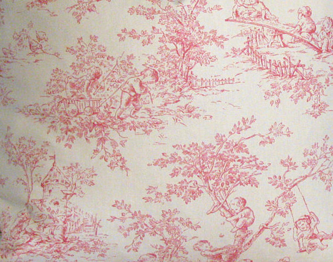 Toile Pillow Cover Central Park Toile Pink and Cream - Etsy