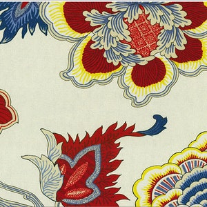 Designer Pillow Cover SAMOAN PLANTATION in Gem Red and Blue Floral ...