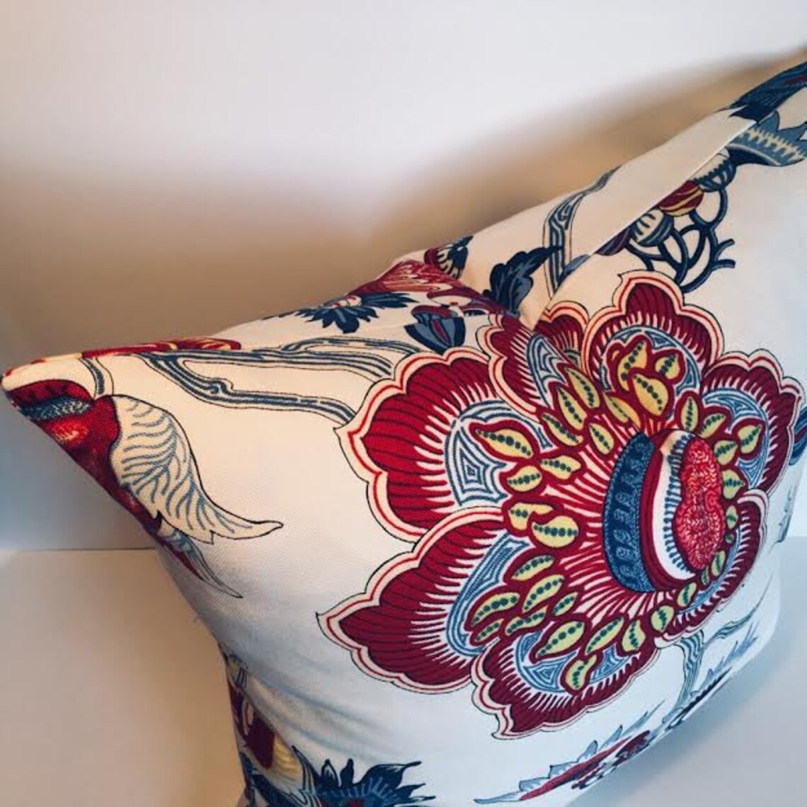 Designer Pillow Cover SAMOAN PLANTATION in Gem Red and Blue | Etsy