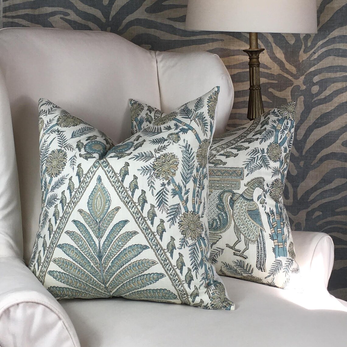 Blue Pillow Thibaut Palampore Designer Pillow Cover Robin's Egg Blue ...