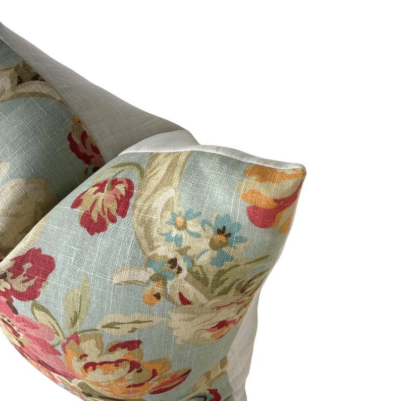 Waverly Rose Pillow Cover Spring Bling Blue Pink Sofa Cushion Country ...