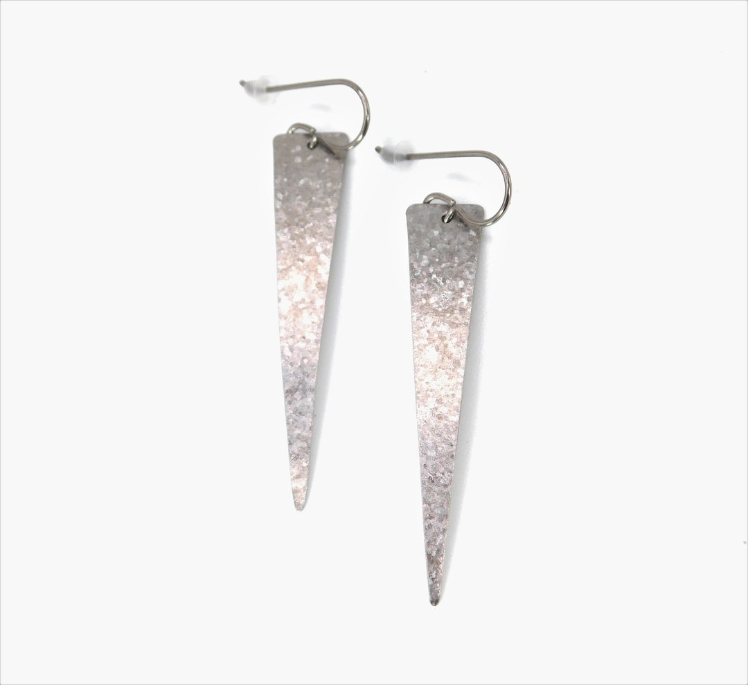 Long Krystal Titanium© Inverted Triangle Earrings - Etsy