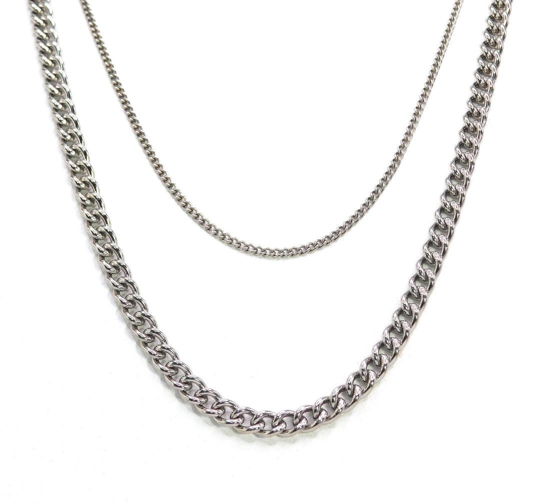 Pure Titanium Curb Chain Necklace - 1.8mm and 4.4mm - Etsy
