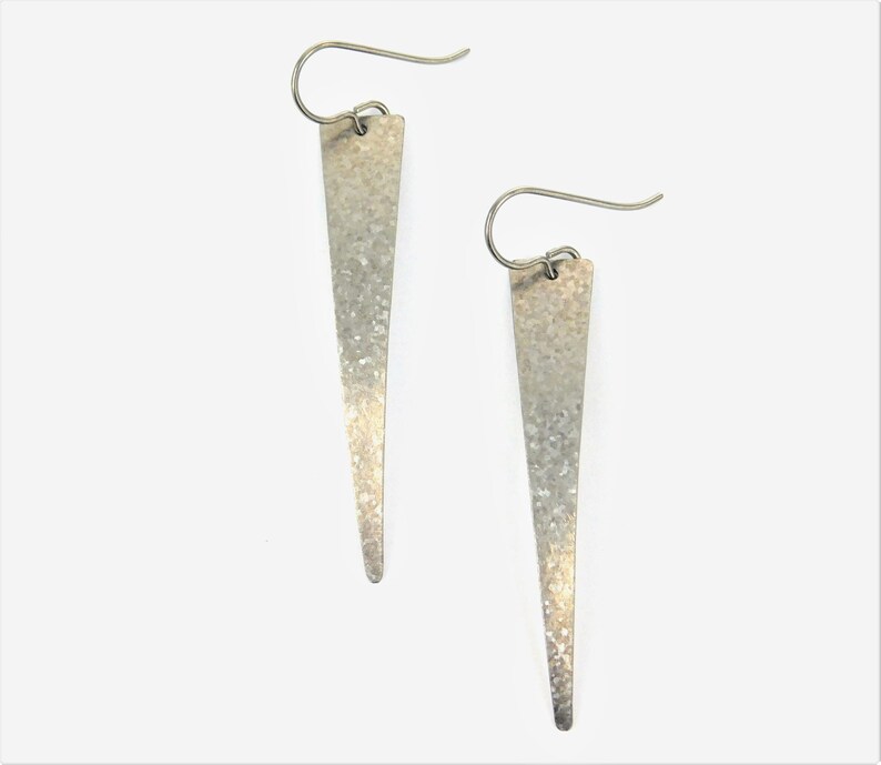 Long Krystal Titanium© Inverted Triangle Earrings - Etsy