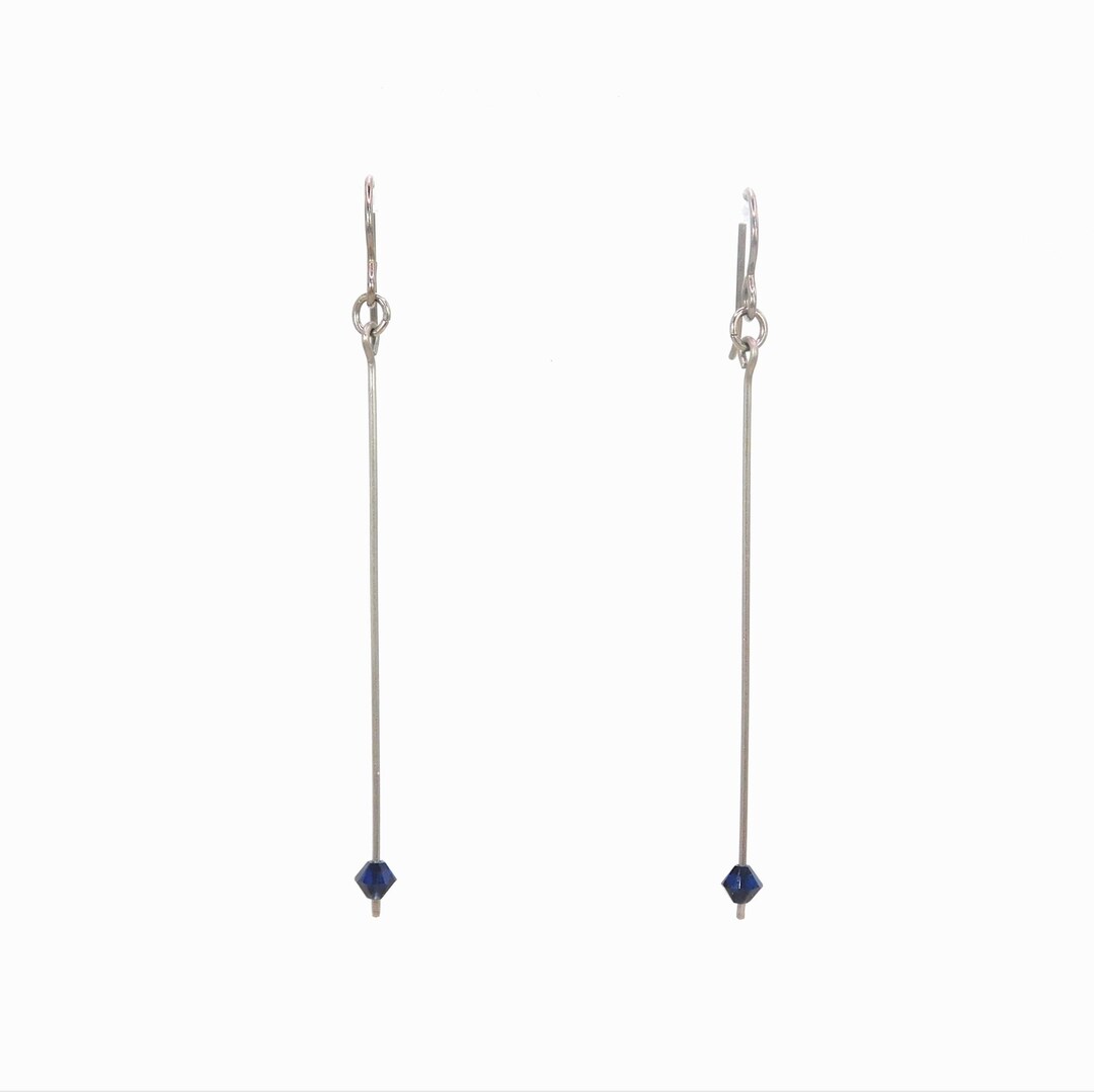 Long and Sleek Swarovski Midnight Blue Crystals on Pure Titanium ...