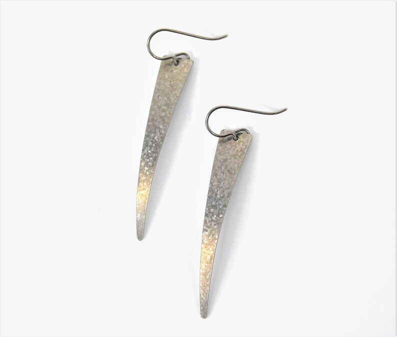 Long Krystal Titanium© Inverted Triangle Earrings - Etsy