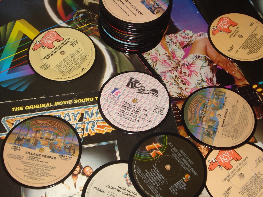 Disco Music Coasters, 4 Disco Vinyl Record Coasters, 70s Music Coasters ...