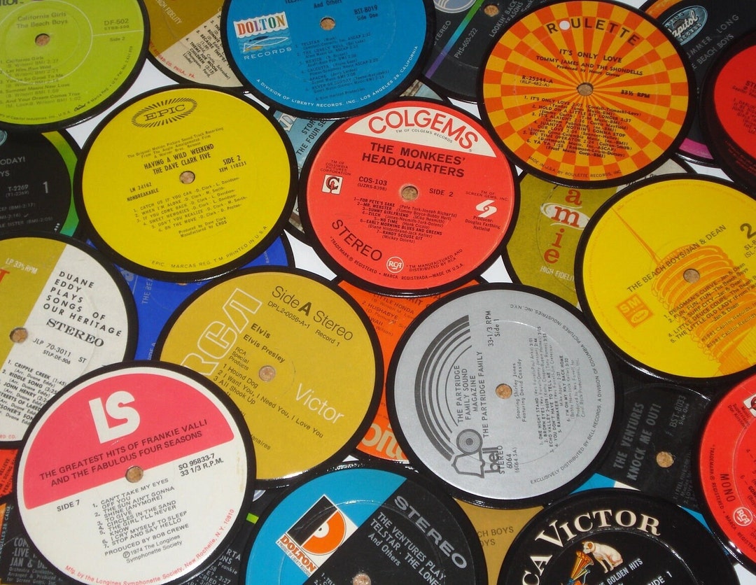 Vintage Vinyl Record Coasters, 60s Music, Oldies, Set of 4 - Etsy