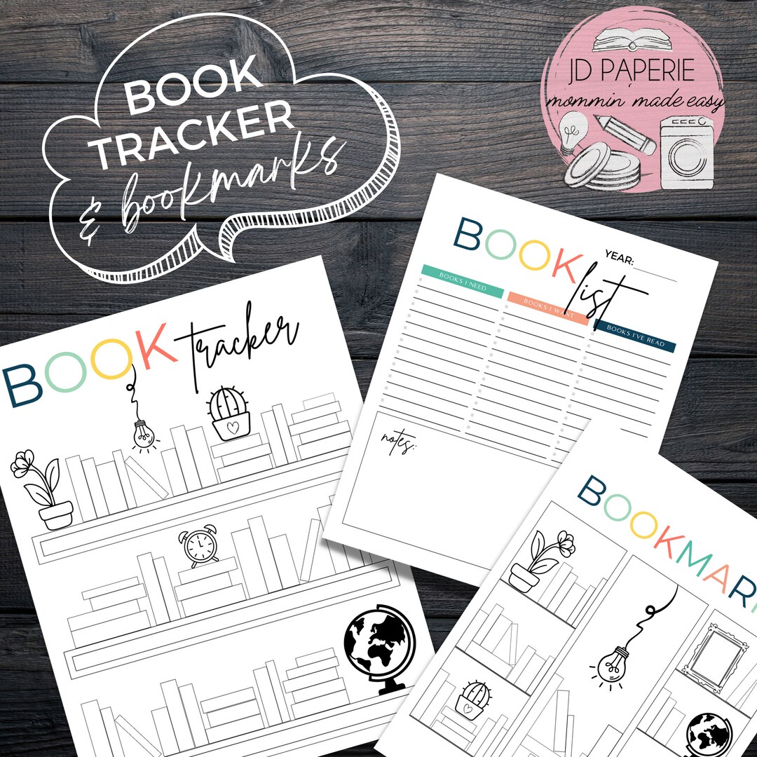 Printable Book Tracker & Bookmarks Bookshelf Bookmark - Etsy