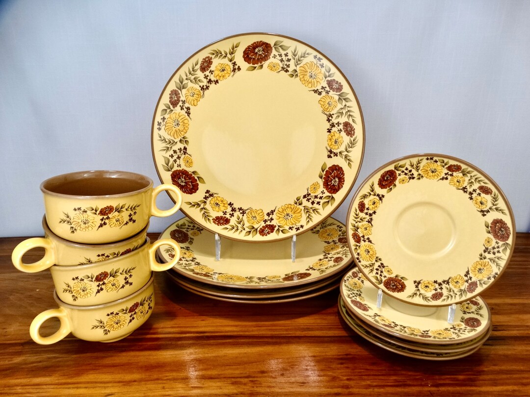 Taylor, Smith, & Taylor - Indian Summer - Dinner Plate, Cup, Saucer (4 ...