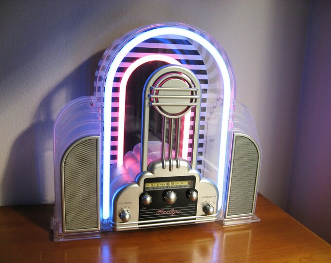 Vintage Cicena Marilyn Neon Radio, Art Deco Design AM/FM Stereo Radio ...