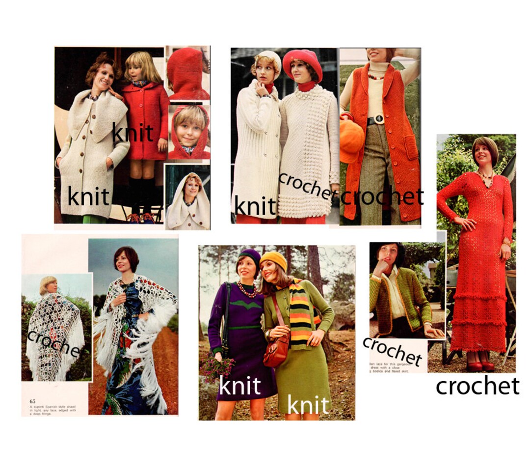 PDF 1970s Knitting Crochet Pattern Womens Sweater Dress Winter Coat and ...
