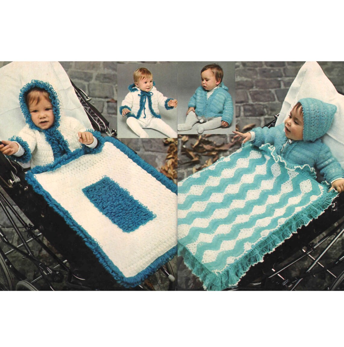 PDF 1970s Vintage Patterns Hooded Baby Jacket and Stroller Blanket ...
