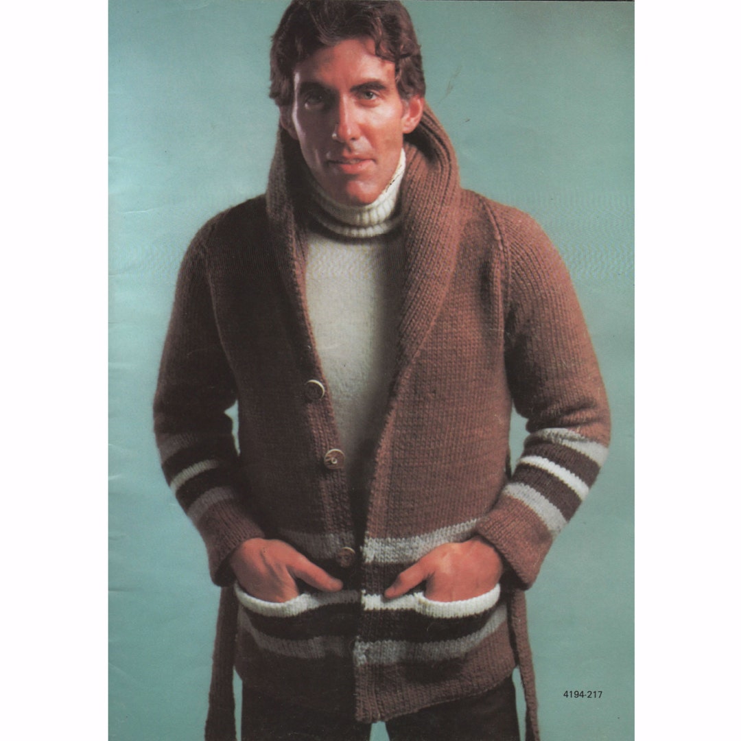 PDF 1970 Mens Collegiate Sweater Varsity Cardigan Knit & Crochet ...