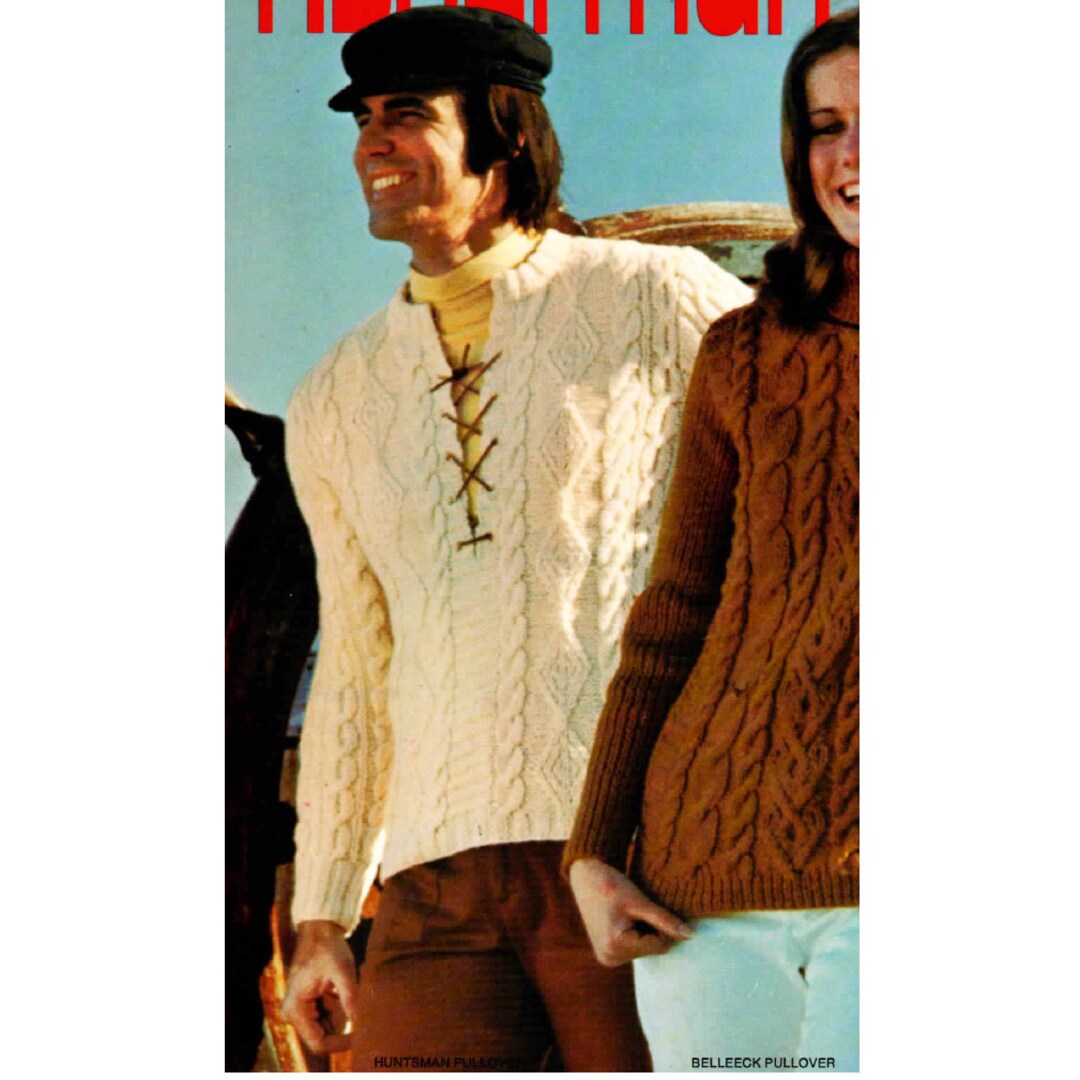 PDF Mens Irish Huntsman Pullover Cable Knit Fisherman Sweater Pattern ...