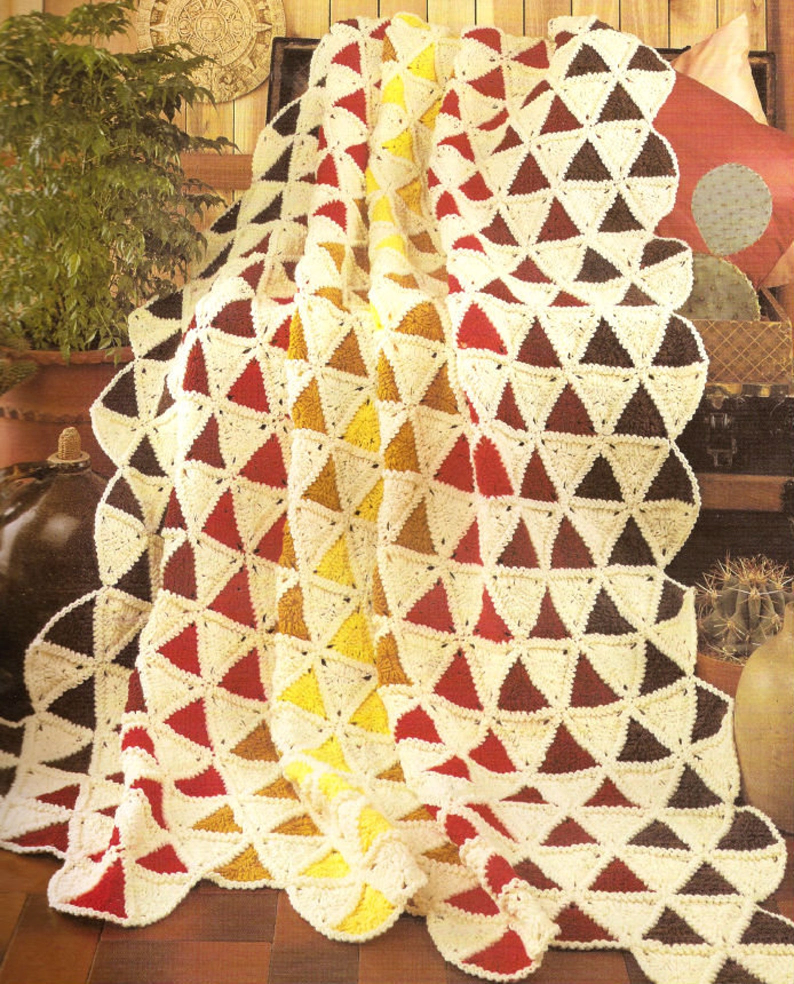 PDF Vintage Afghan Pattern to Crochet Rainbow Triangles - Etsy