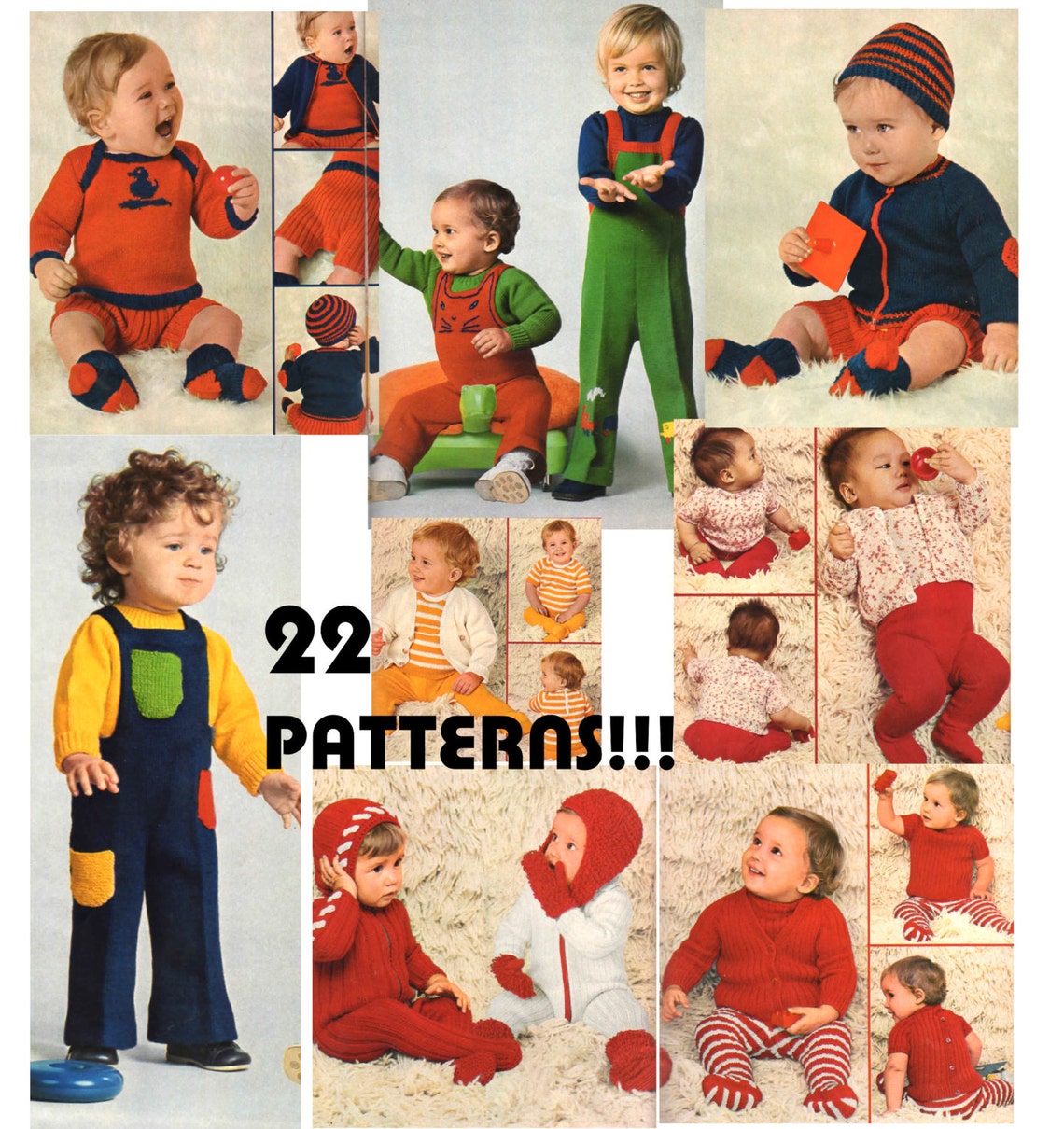 PDF 22 Patterns Vintage 1970s Baby & Toddler Outfits, Overalls, Onesies ...