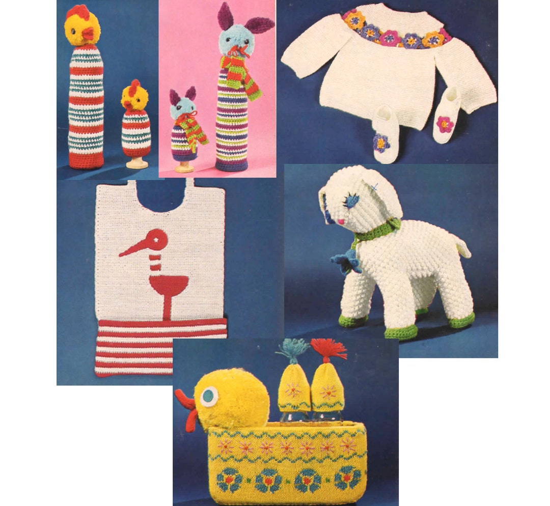 PDF 1970s Vintage Pattern Baby Toys, Nursery Items and Outfits to Knit ...