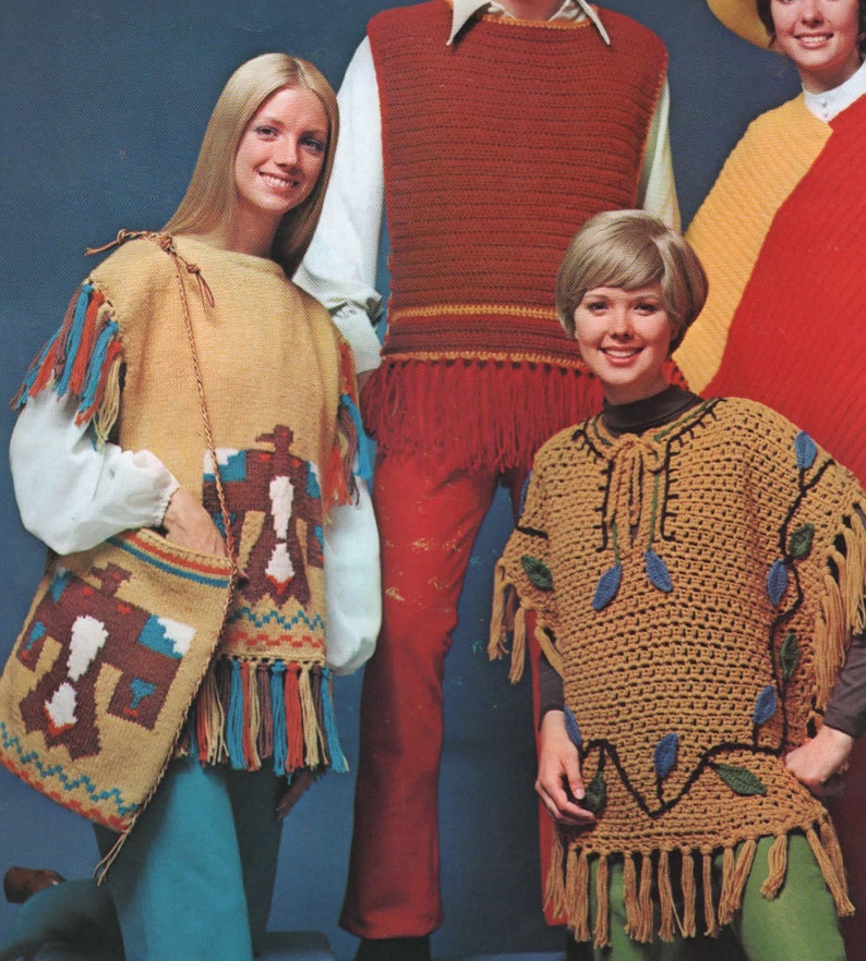 PDF Thunderbird Poncho 1970 8 Ponchos Instant Download Crochet Knitting ...