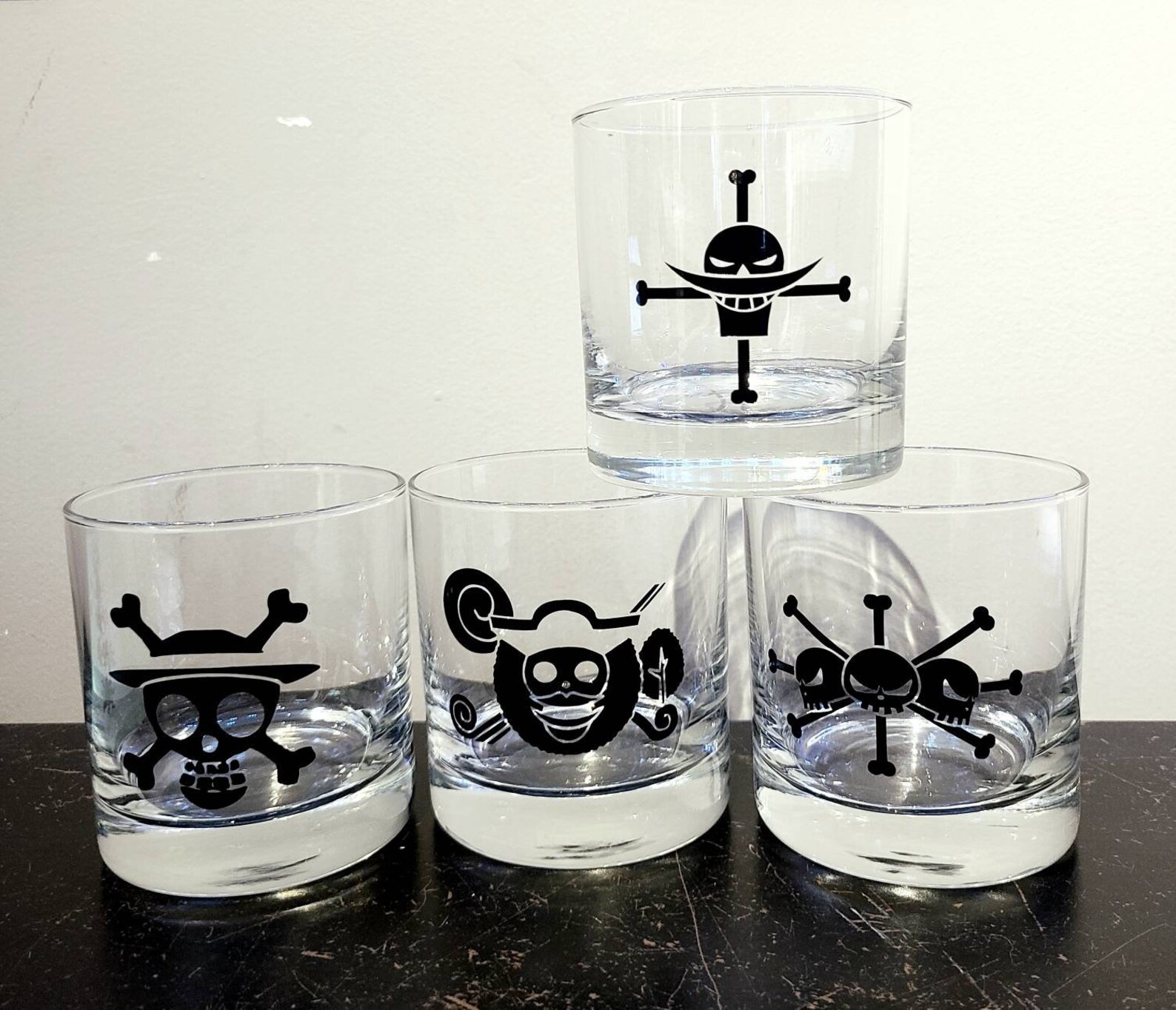 One Piece Pirate Flag Symbols Inspired Whiskey Decanter Etsy
