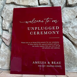 Unplugged Ceremony Sign, Acrylic Ceremony, Unplugged Wedding Sign, UV ...