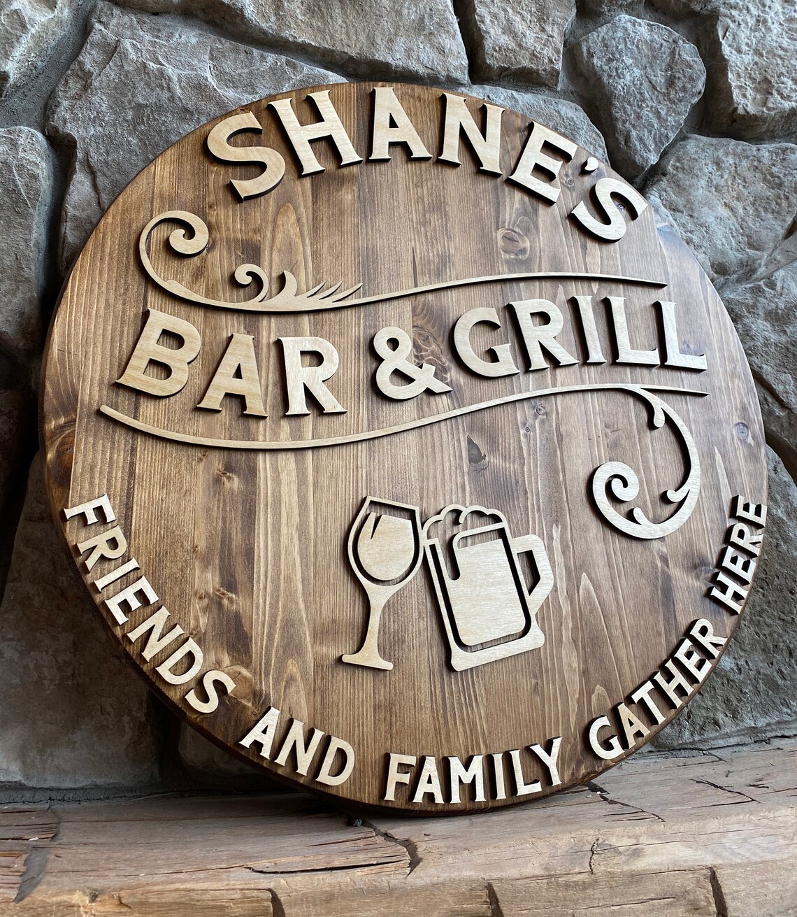 Bar and Grill, Personalized Bar Sign, Basement Bar Sign, Family ...