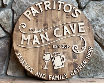 Personalized Bar Sign, Basement Bar Sign, Family & Friends Gather Here ...