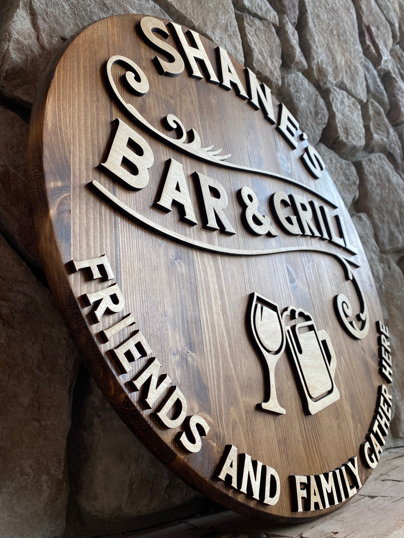 Bar and Grill, Personalized Bar Sign, Basement Bar Sign, Family ...